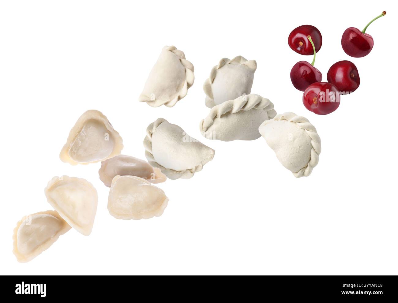 Raw dumplings varenyky cherries hi-res stock photography and images - Alamy