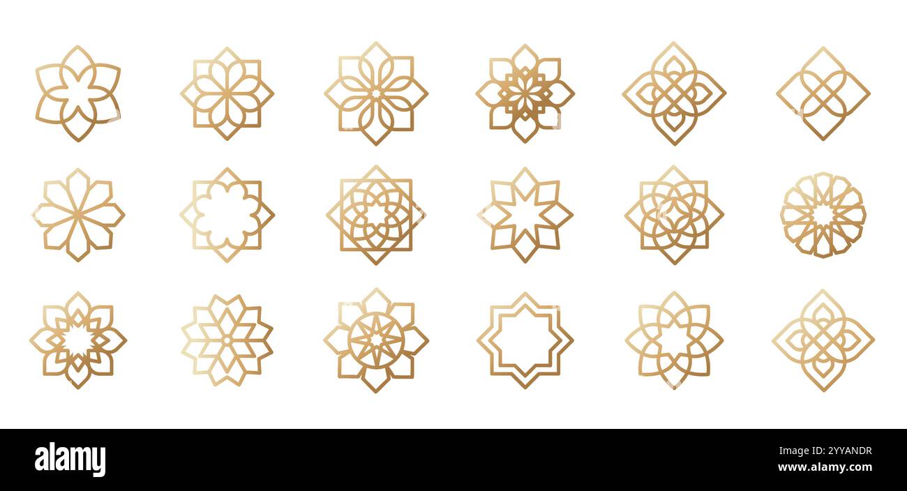 Collection of Arabic oriental floral vector elements. Traditional ...