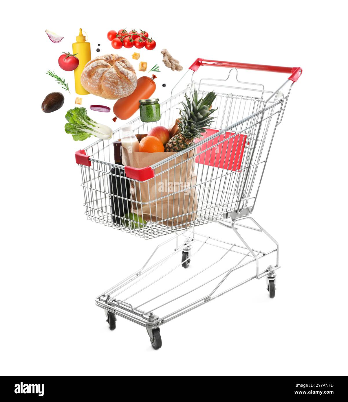 Paper bag groceries set Cut Out Stock Images & Pictures - Alamy
