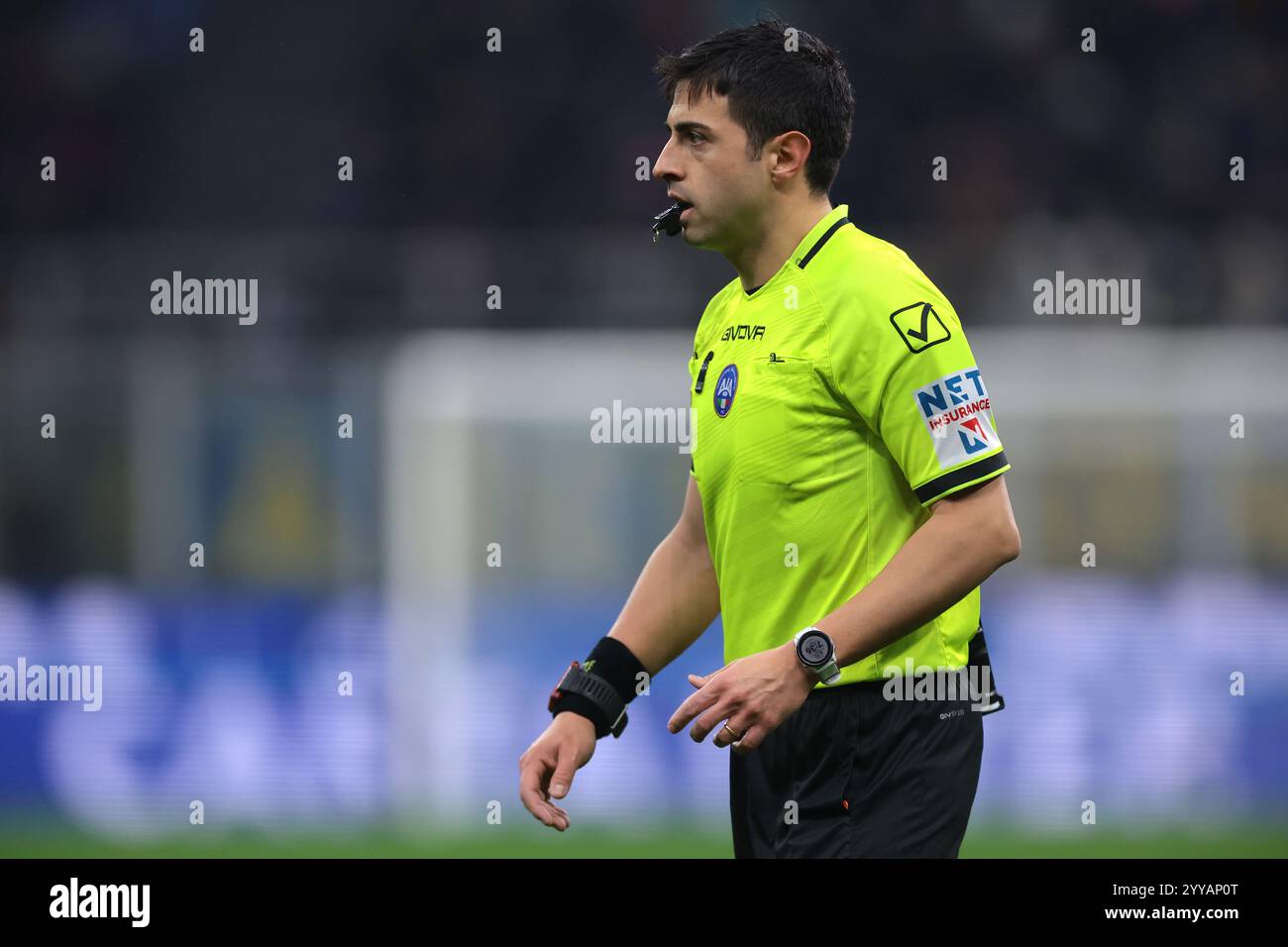 Milan, Italy. 19th Dec, 2024. The Referee Luca Massimi looks on with ...