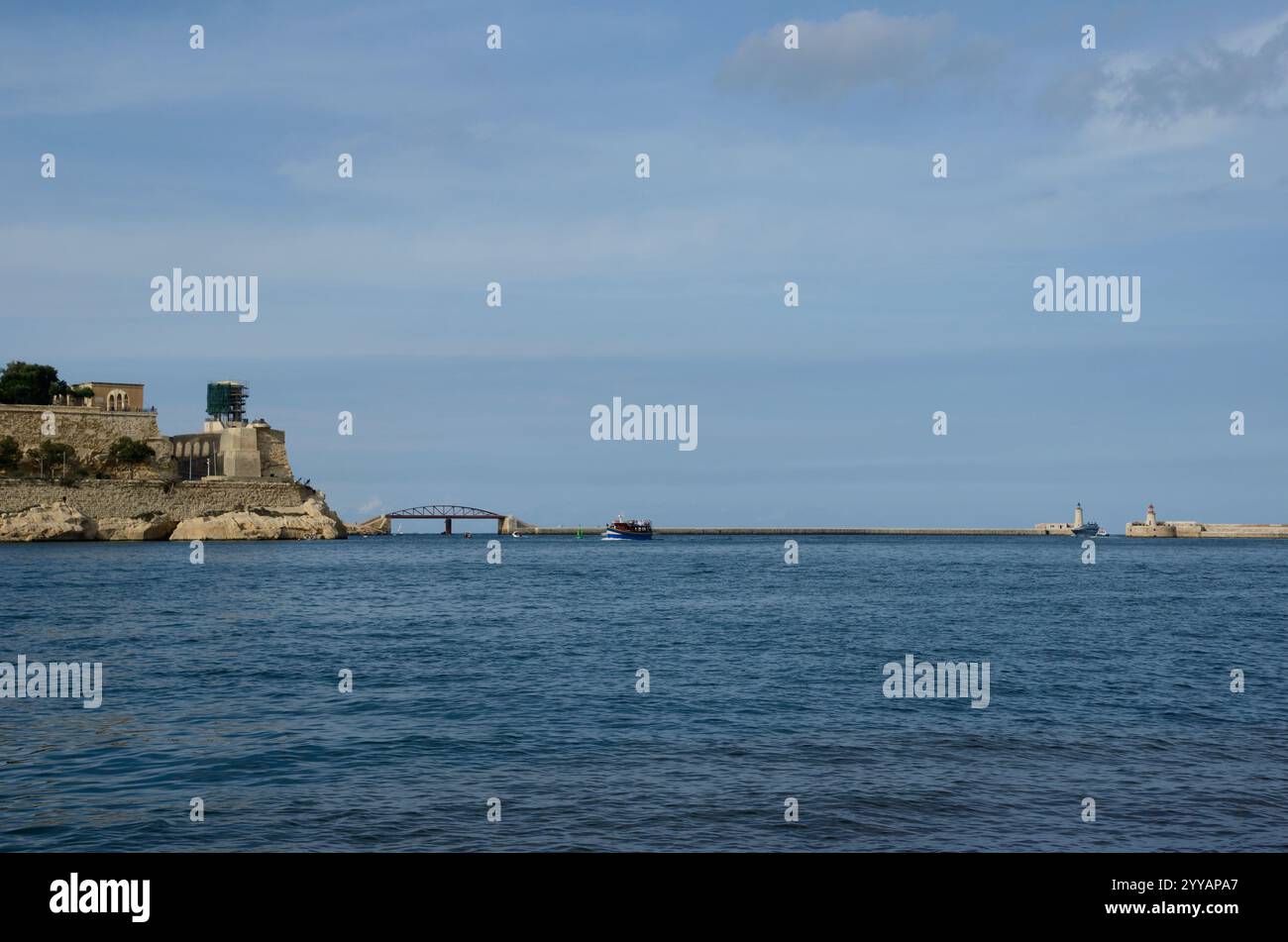St, Elmo bridge, Valletta view from Fort St. Angelo, Birgu-Vittoriosa ...