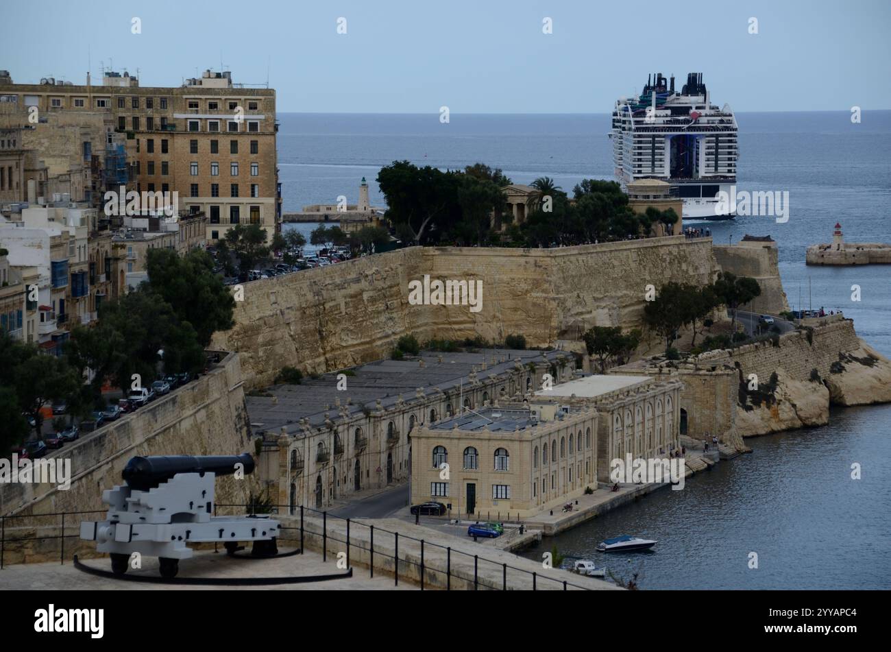 Lower Barrakka view from Upper Barrakka, Valletta, Malta, Europe Stock ...