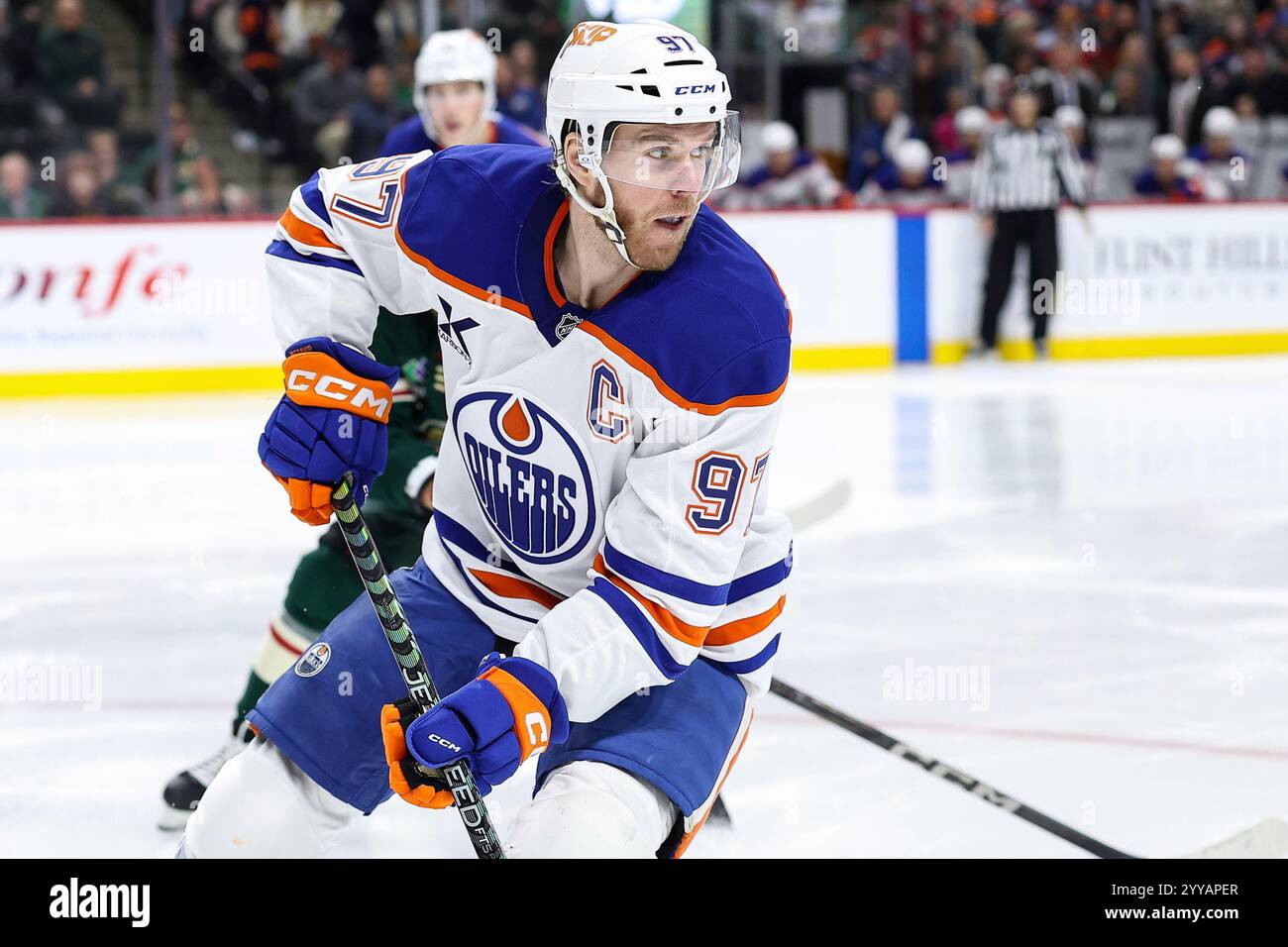 Edmonton Oilers center Connor McDavid (97) skates with the puck during ...