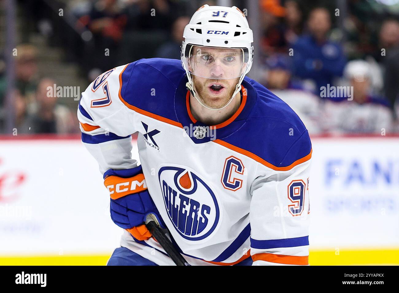 Edmonton Oilers center Connor McDavid (97) looks on during the second ...