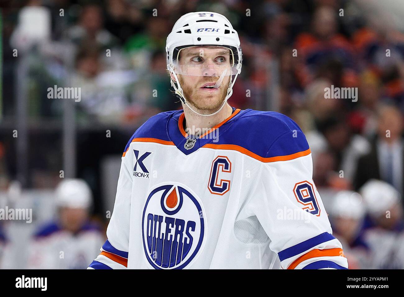 Edmonton Oilers center Connor McDavid (97) looks on during the second ...