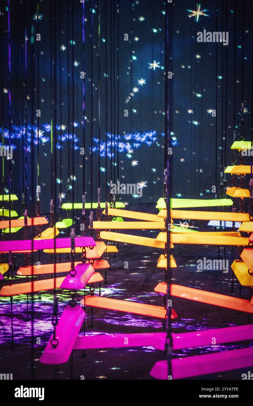 Girl in Light Show in Singapore Stock Photo - Alamy