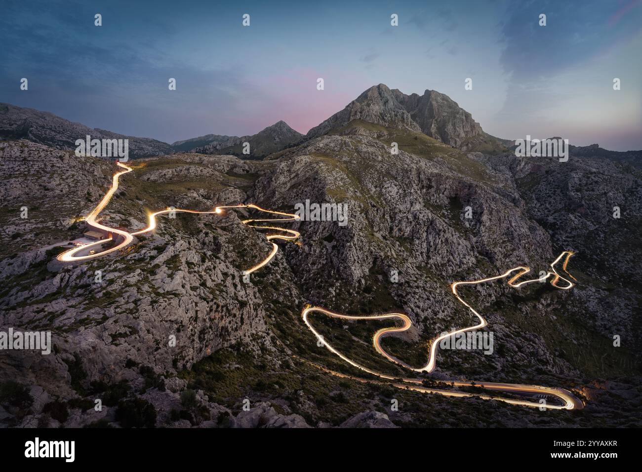 Winding road at night mallorca hi-res stock photography and images - Alamy