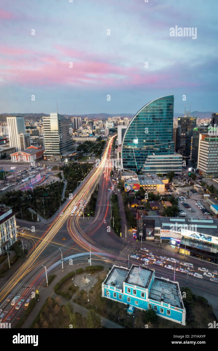 Downtown Ulaanbaatar at Night, Mongolia Stock Photo - Alamy