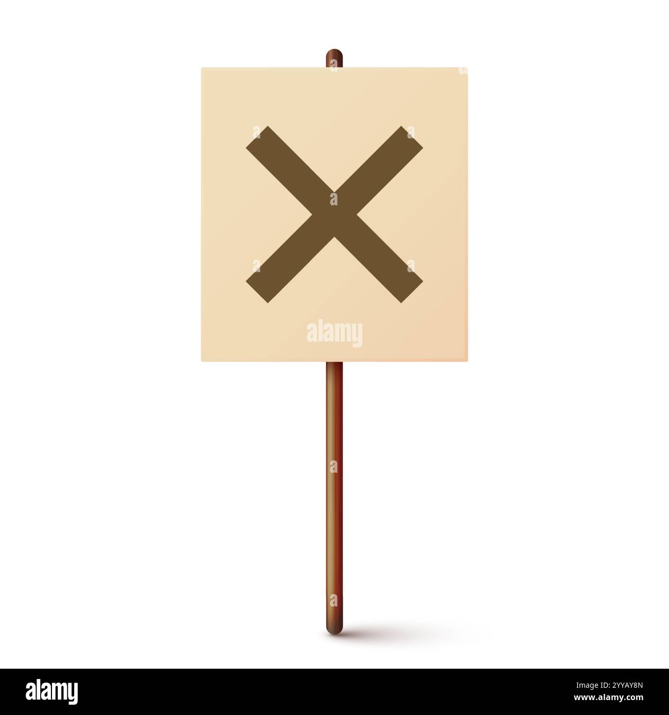 Protest sign with text slogan and wooden holder. Demonstration banner ...