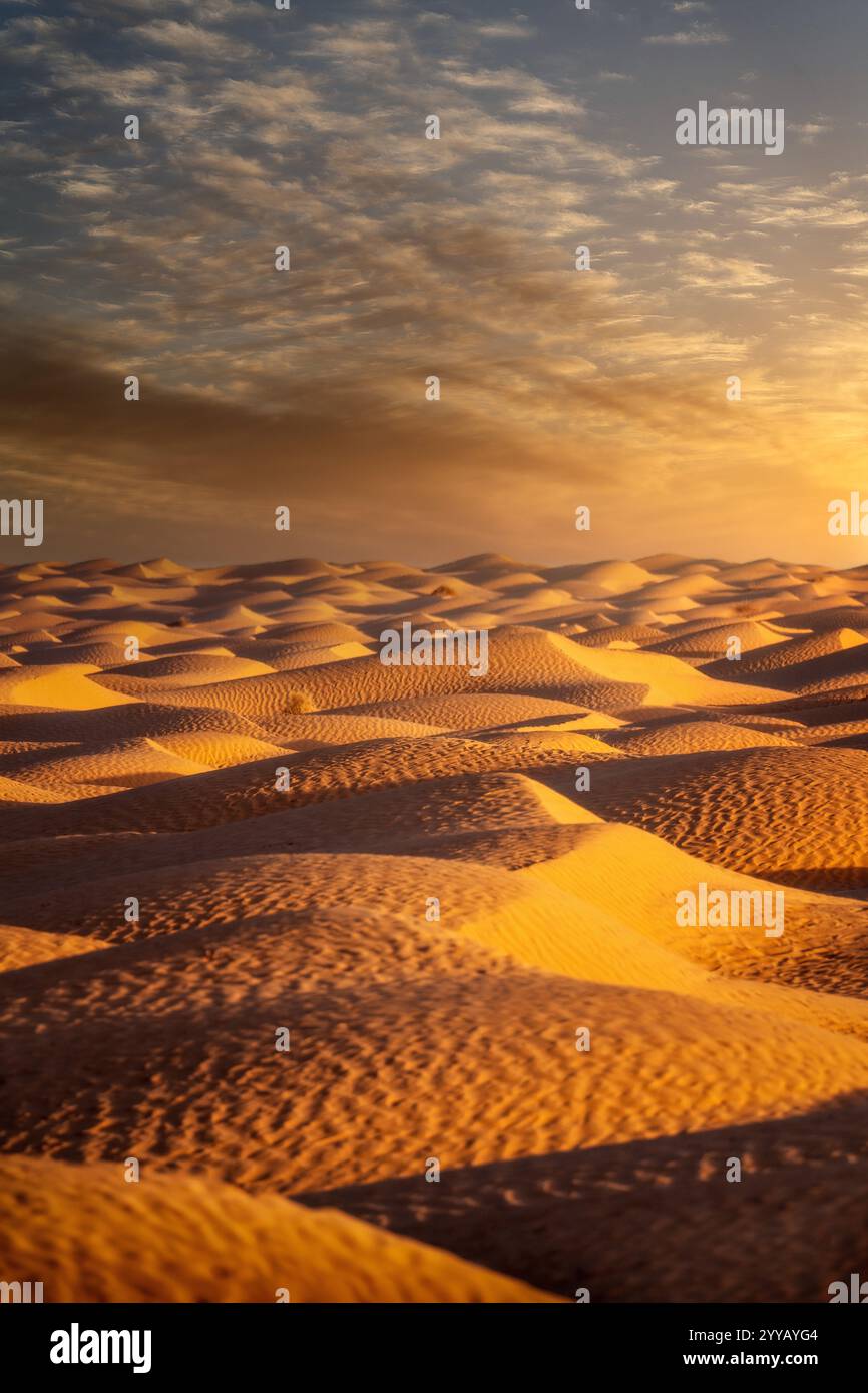 Sahara Desert Sunset and Road in Tunesia Stock Photo - Alamy