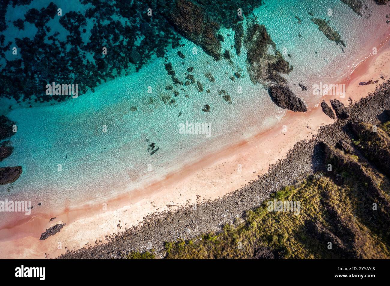 Pink Beach on Padar Island Indonesia Stock Photo - Alamy