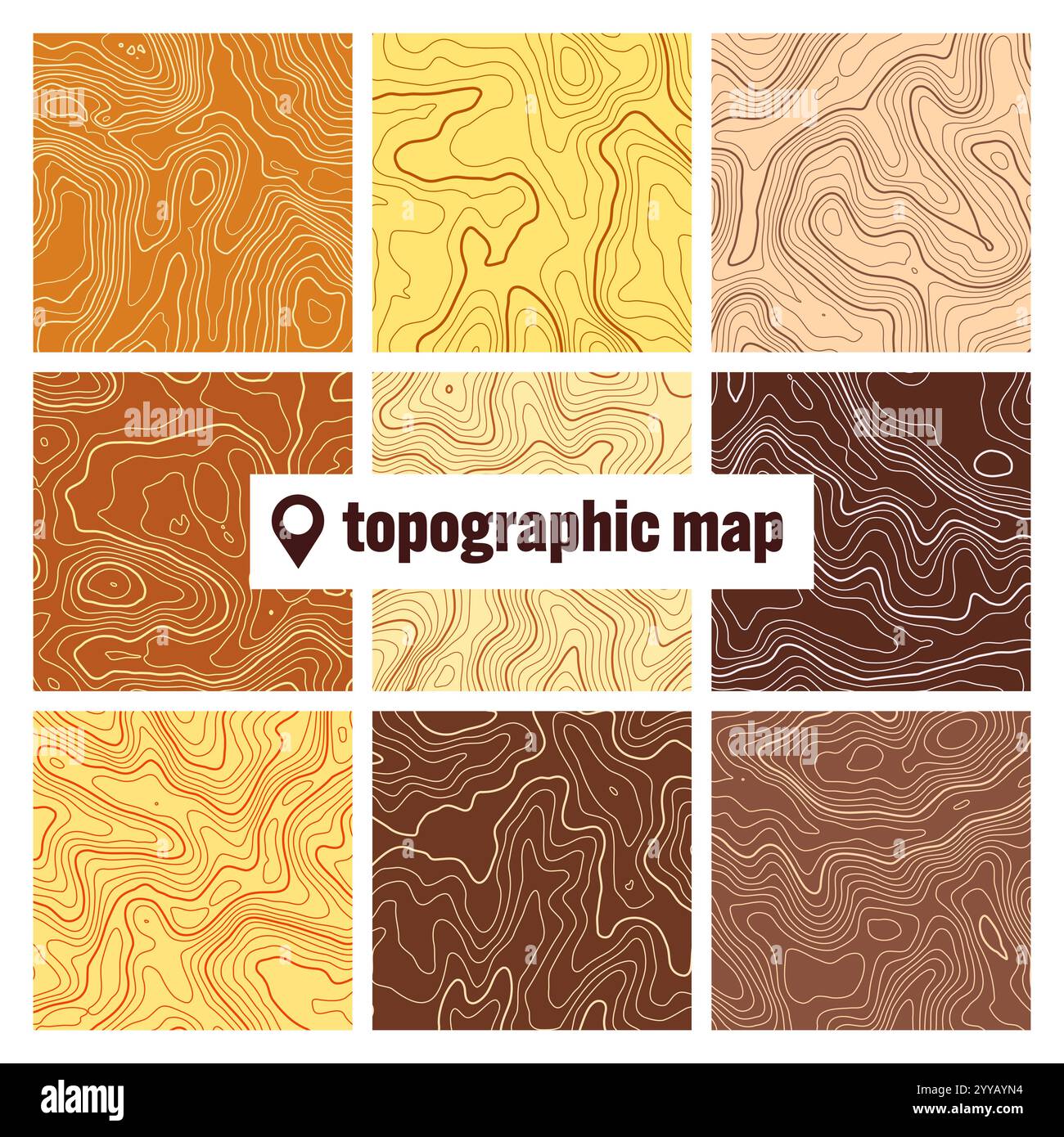 Colorful topographic map with contour lines. Geographic terrain grid ...