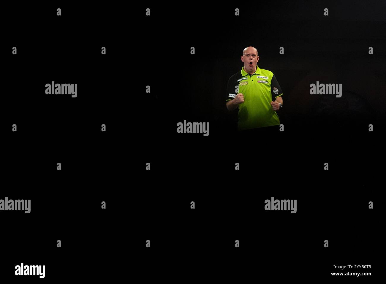 Michael van Gerwen reacts after victory over James Hurrell (not ...