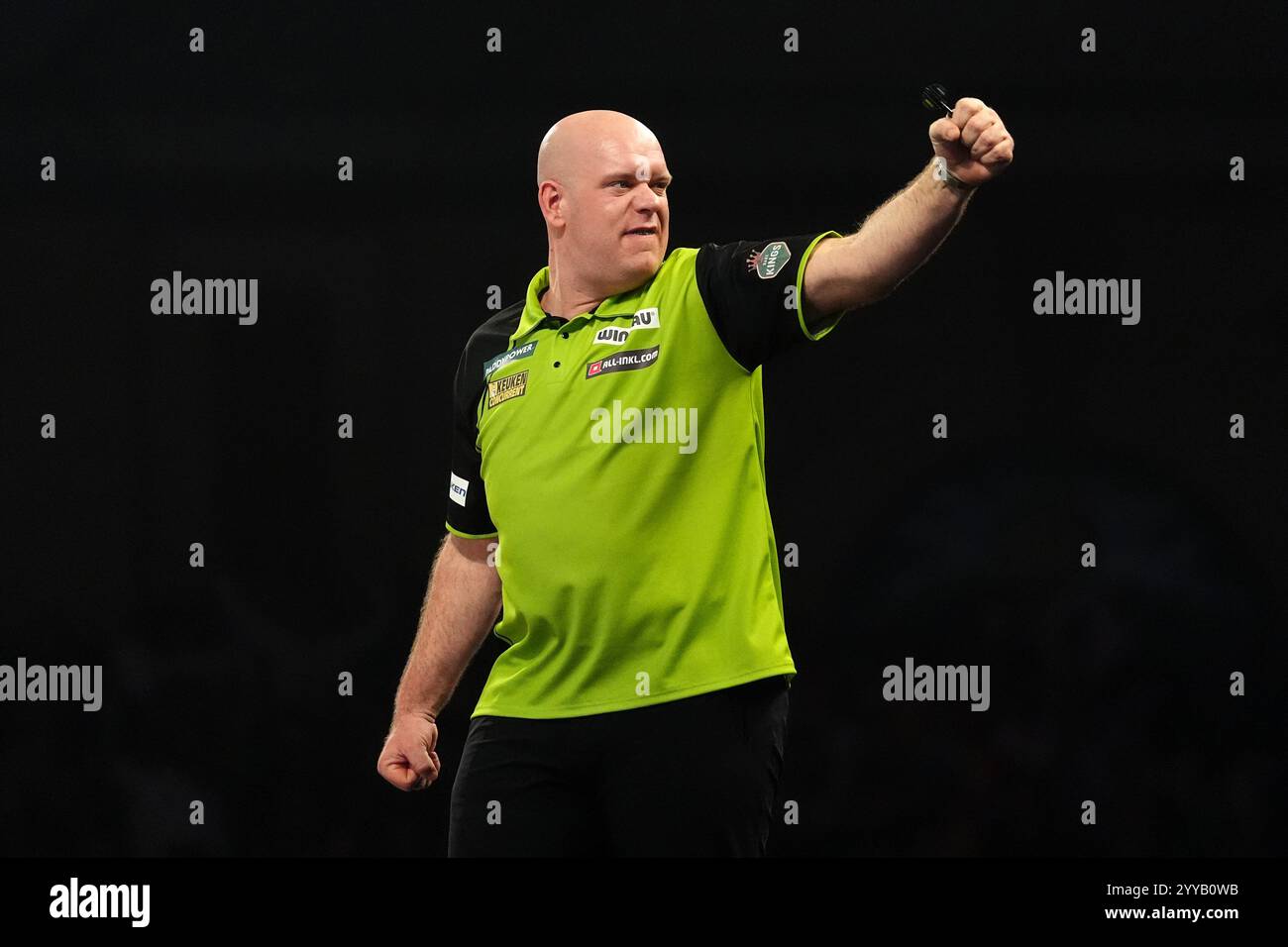 Michael van Gerwen reacts after victory over James Hurrell (not ...