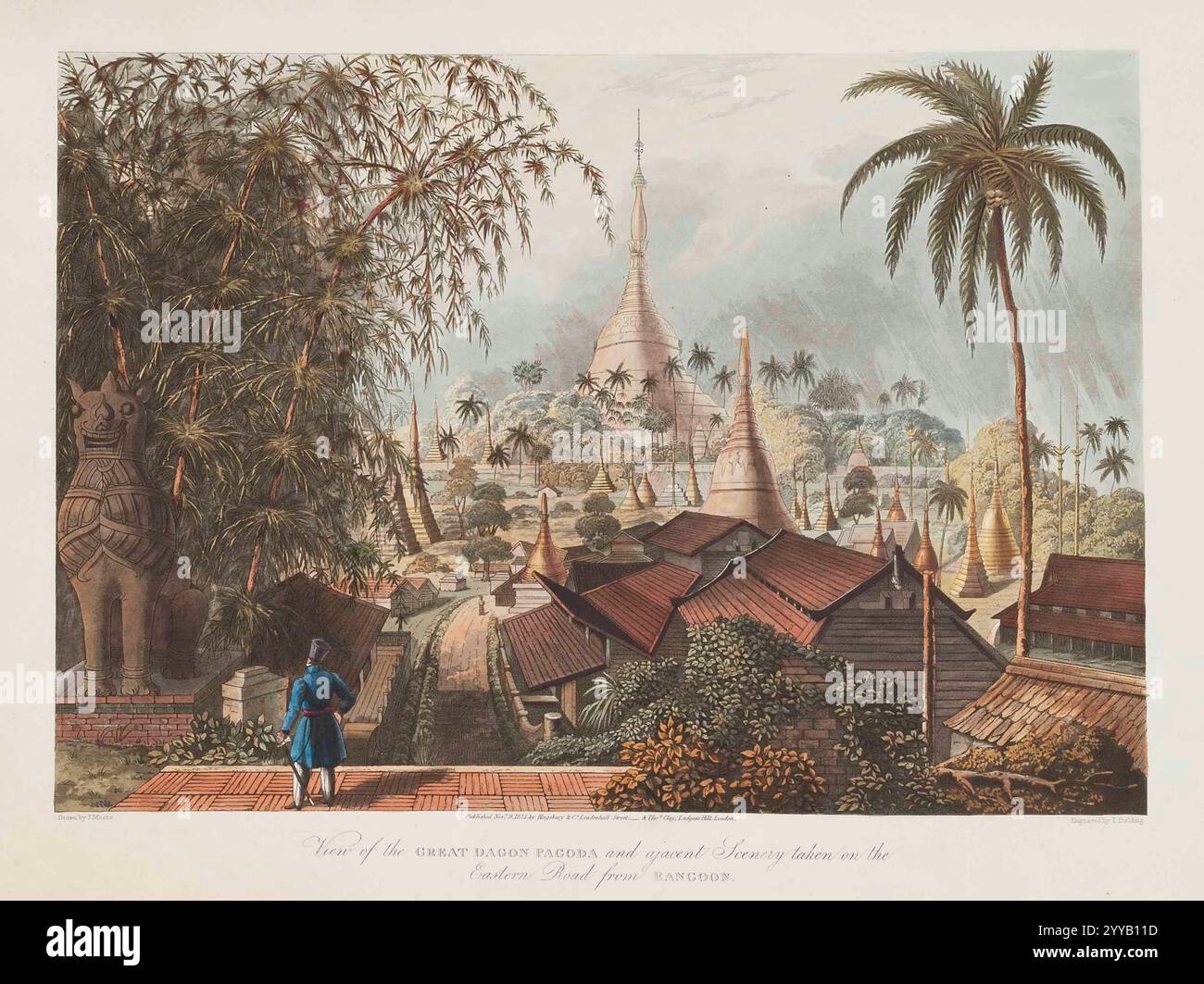 View of the Great Dagon Pagoda and Adjacent Scenery on Eastern Road ...