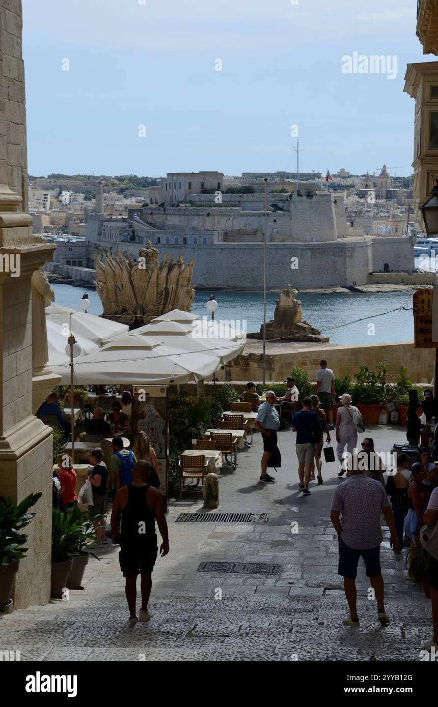 Fort St. Angelo, Birgu, view from Vallettaa, Malta, Europe Stock Photo ...