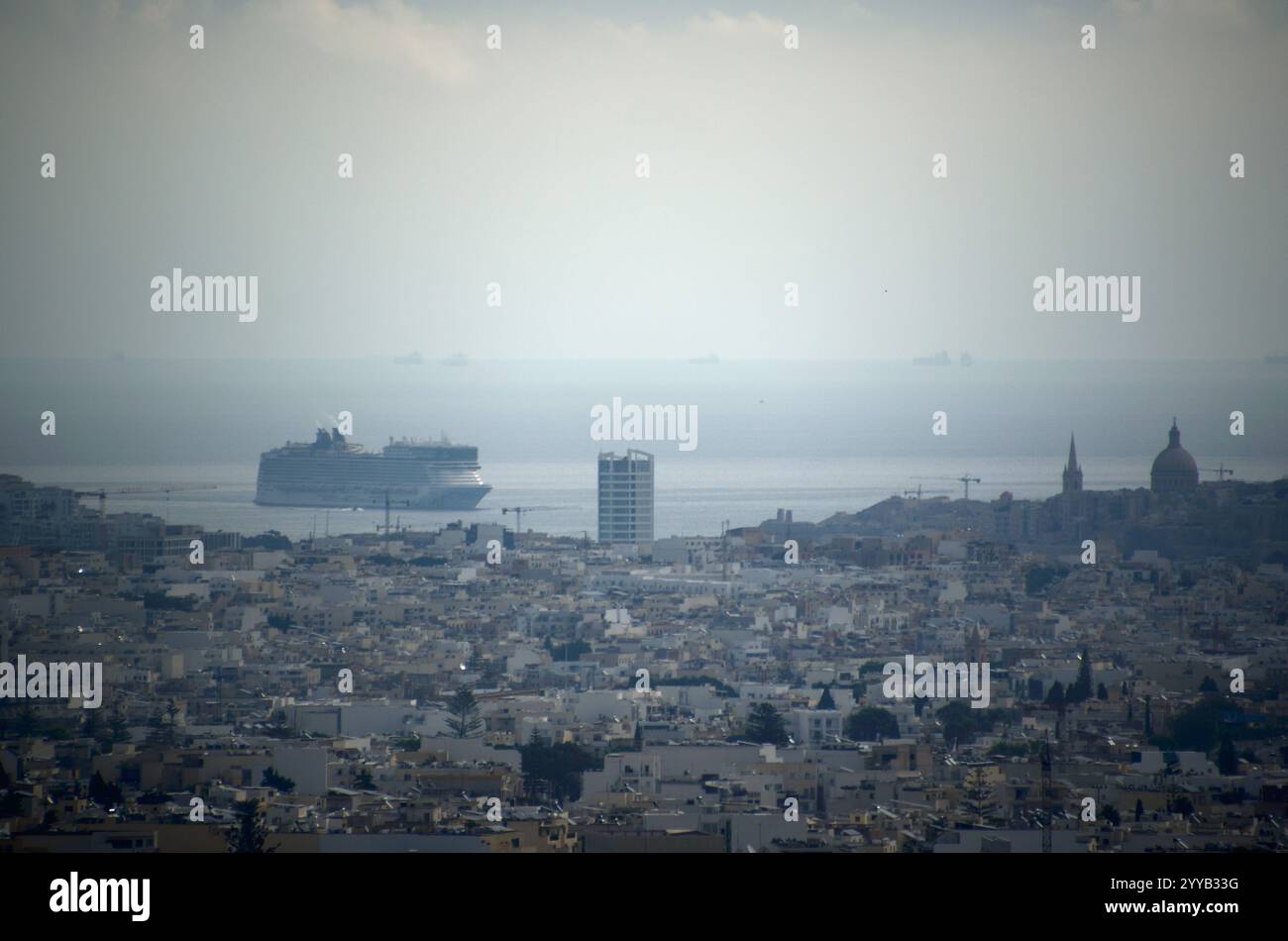 Valletta and Sliema view from Bastion Square, Mdina, Malta, Europe ...