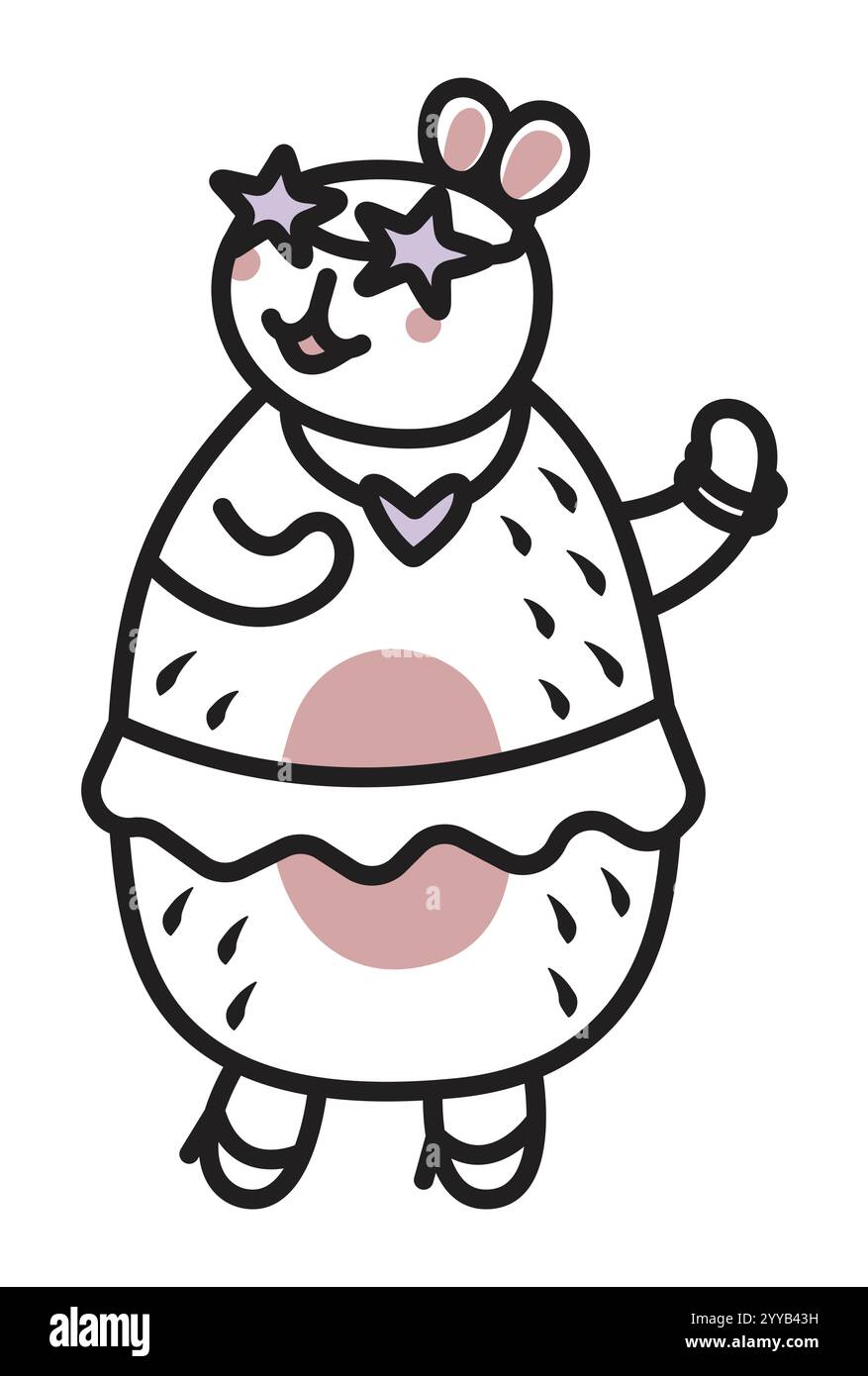 Cute dancing whimsical capybara, black line vector doodle, trendy ...