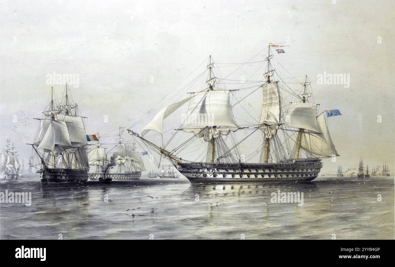The English and French fleets in the Baltic, off Hango coast. The ...