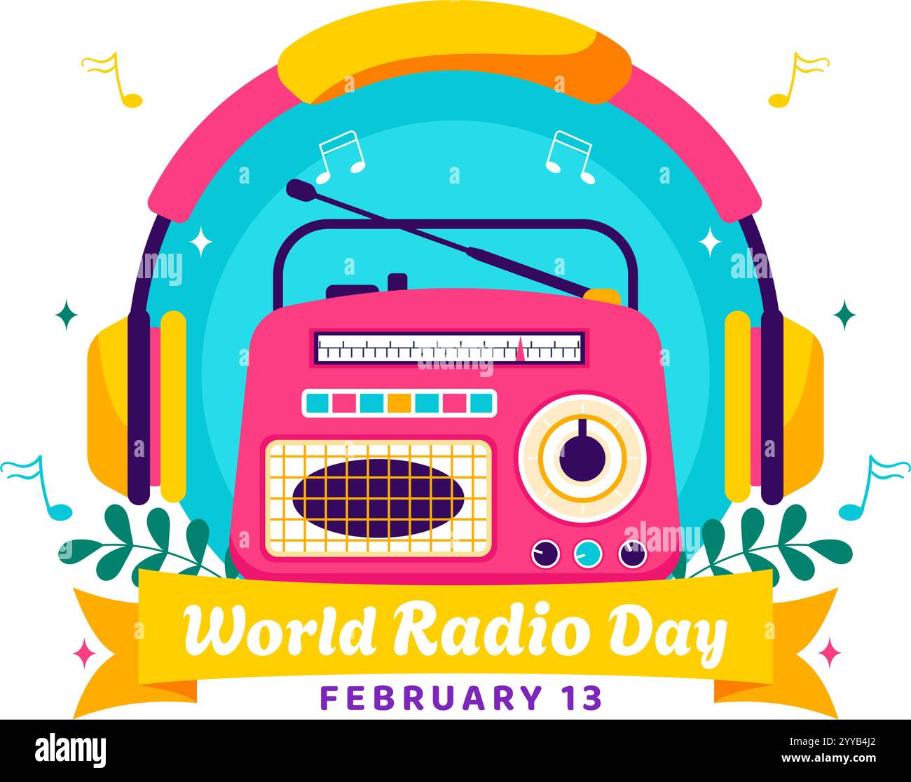 World Radio Day Vector Illustration on 13 February Depicting Technology ...