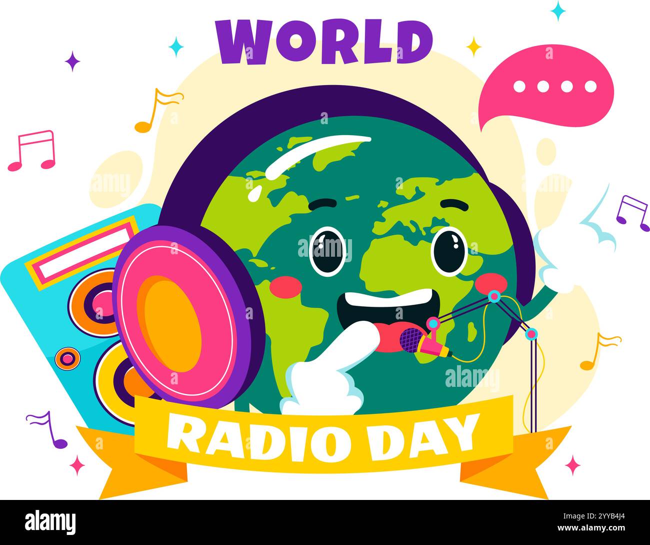 World Radio Day Vector Illustration on 13 February Depicting Technology ...