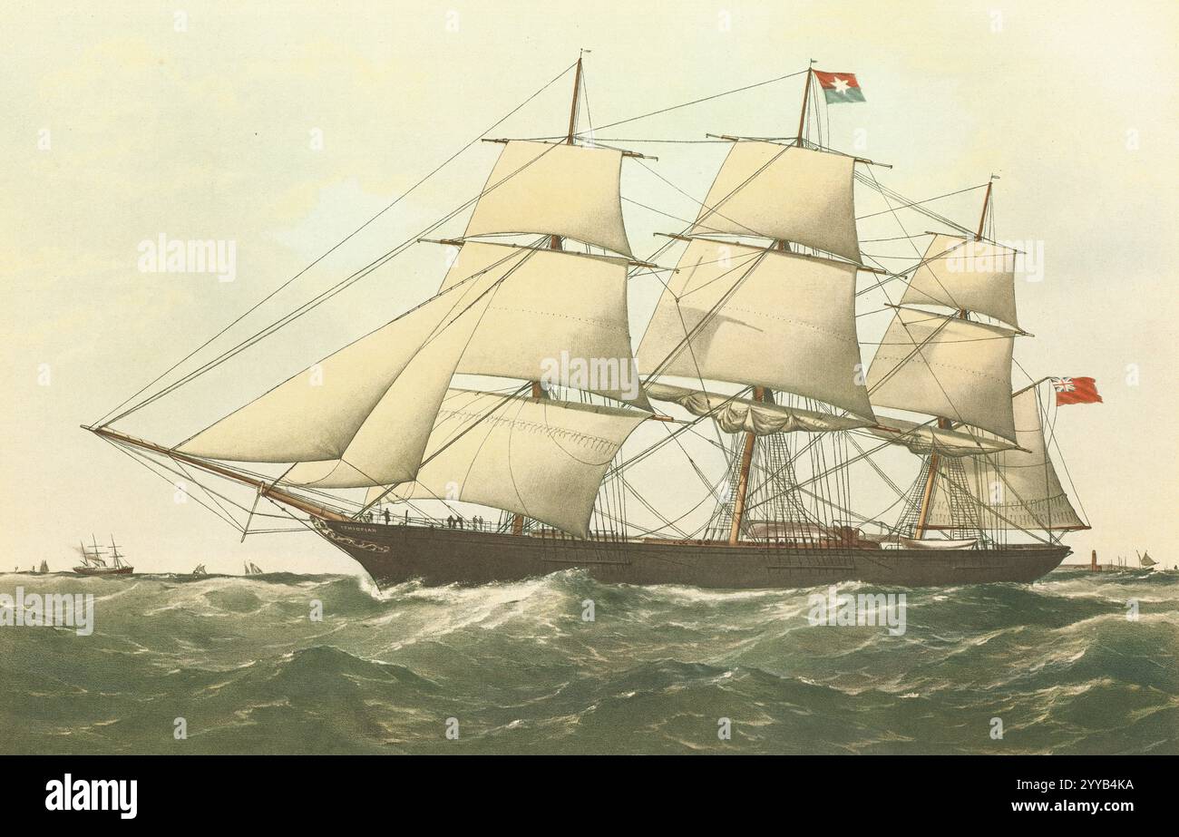 Aberdeen Built Clipper Ship Ethiopian 838 Tons Register Hand-coloured ...
