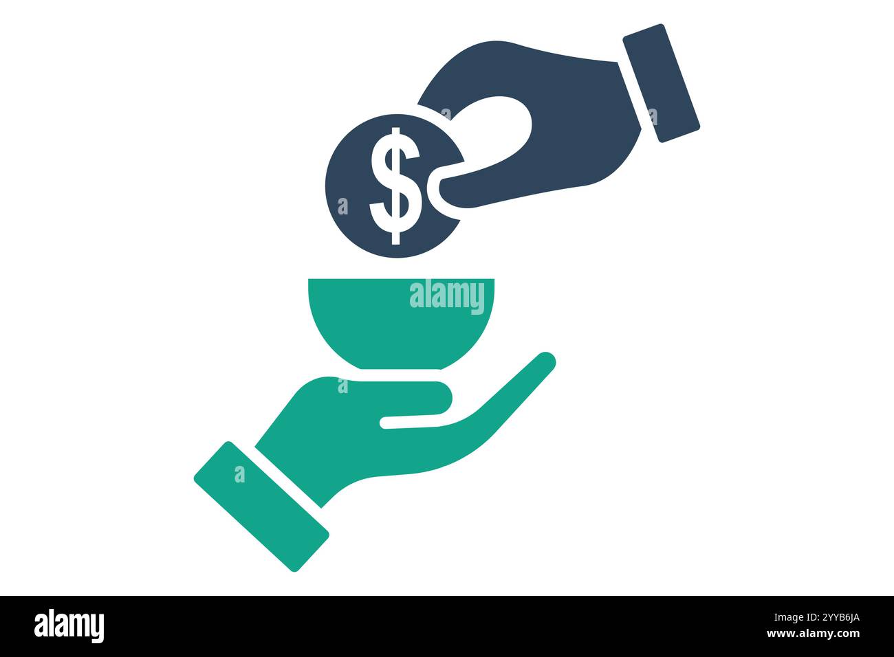 Poverty icon. solid icon style. hand giving with money. icon related to ...