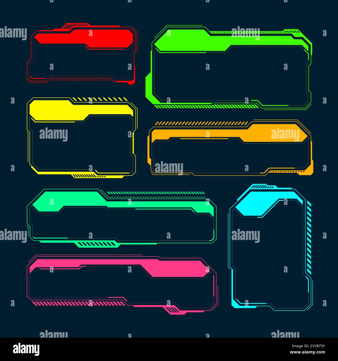 Futuristic HUD or UI elements. Sci-fi user interface text boxes ...