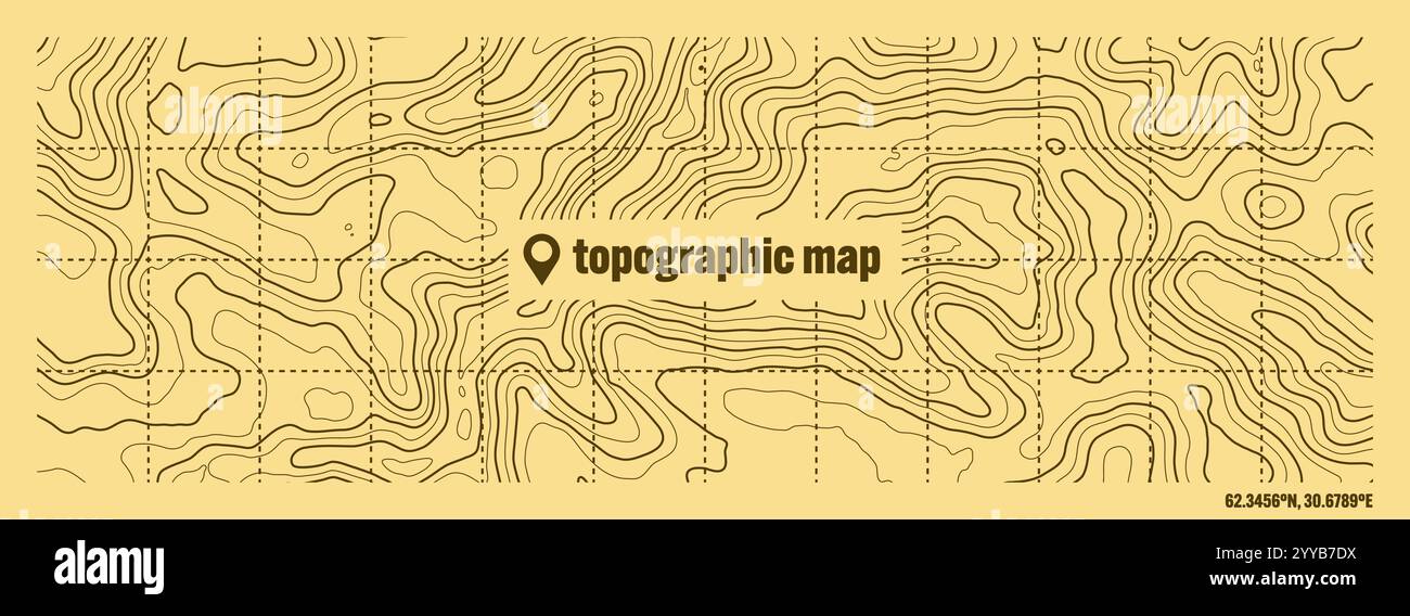 Colorful topographic map with contour lines. Geographic terrain grid ...
