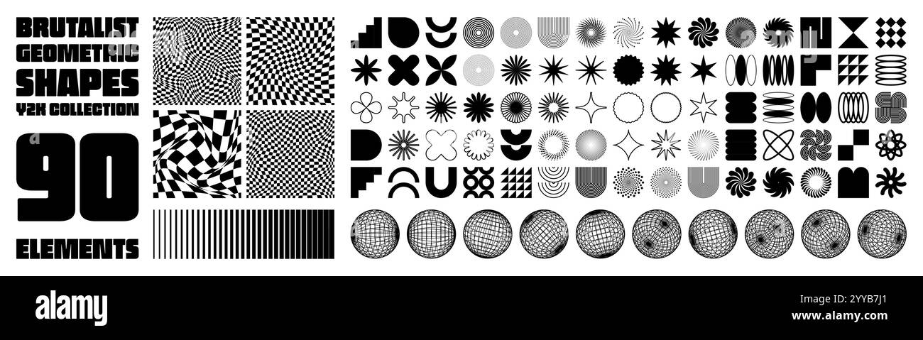 Brutalist geometric shapes, modern symbols. Groovy checkered pattern ...