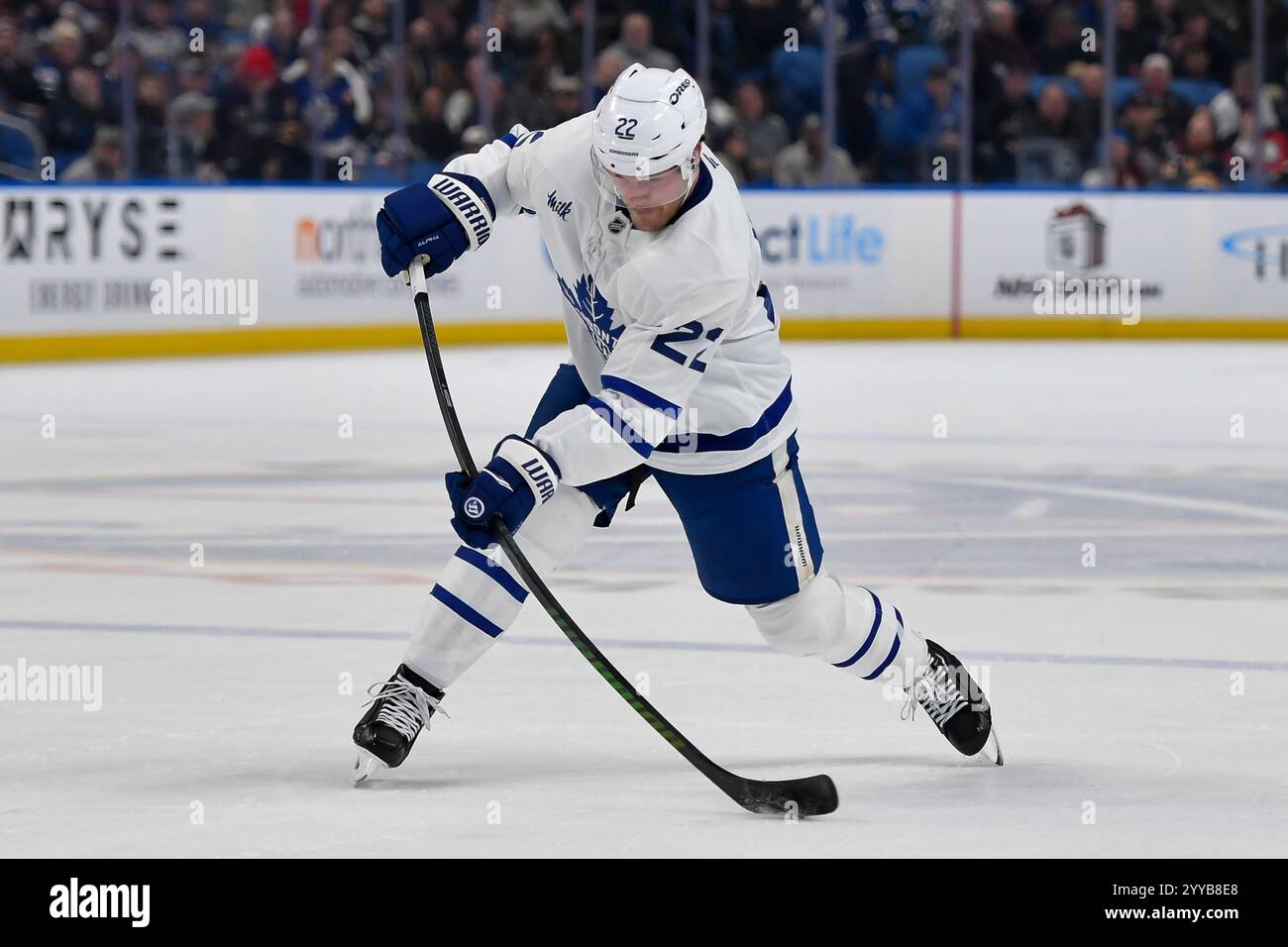 Toronto Maple Leafs defenseman Jake McCabe (22) shoots during the first ...