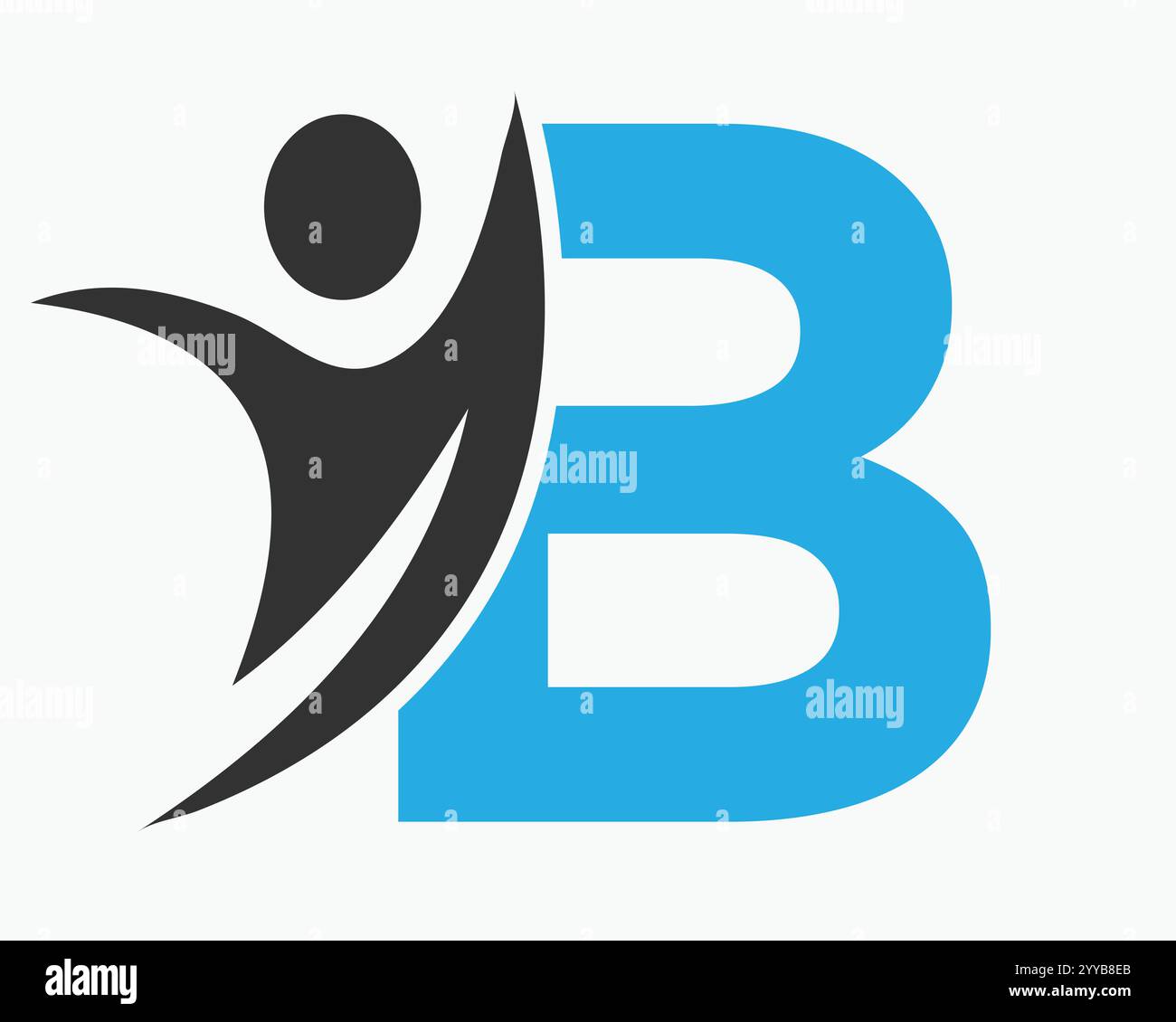 Initial Letter B Wellness Logo Concept With Human Symbol For Healthcare ...