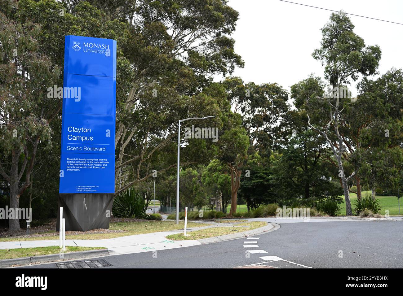 Large blue sign one of the road entrances to Monash University's ...