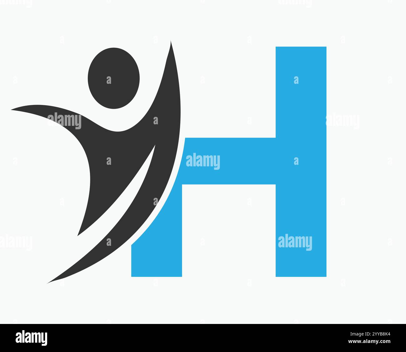 Initial Letter H Wellness Logo Concept With Human Symbol For Healthcare ...