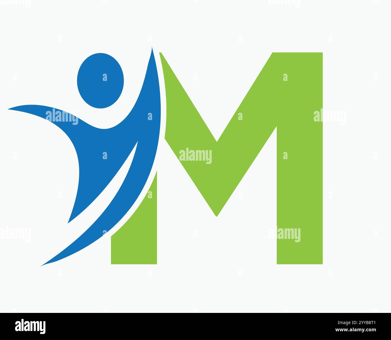 Initial Letter M Wellness Logo Concept With Human Symbol For Healthcare ...
