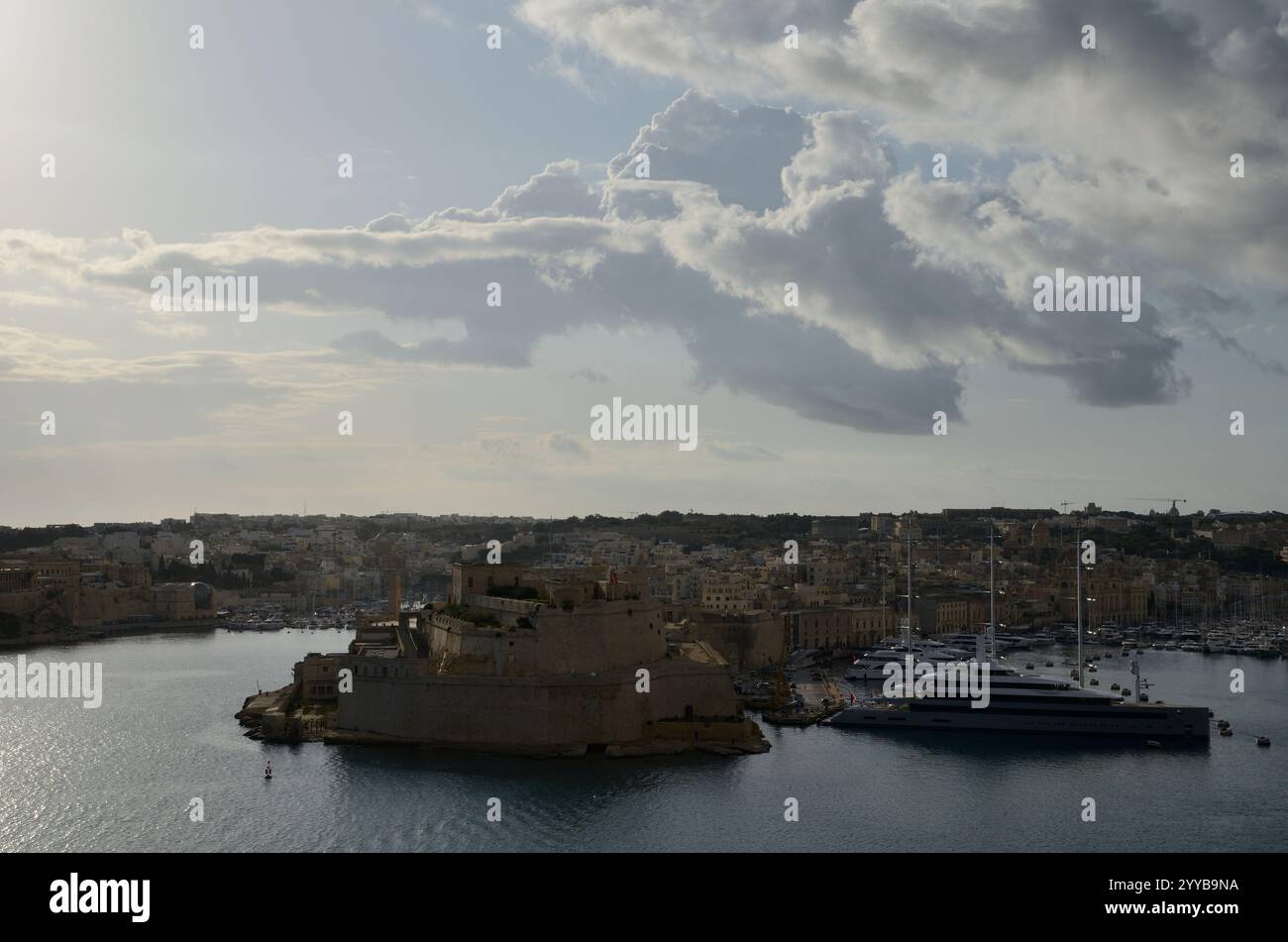 Fort St. Angelo, Birgu-Vittoriosa view from Valletta, Malta, Europe ...