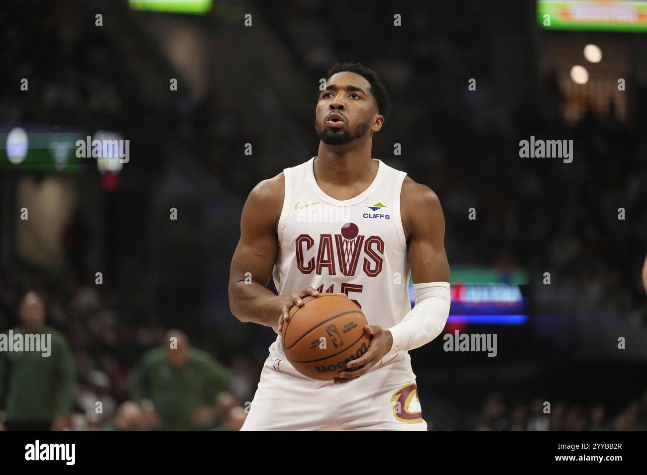 Cleveland Cavaliers guard Donovan Mitchell in the first half of an NBA ...