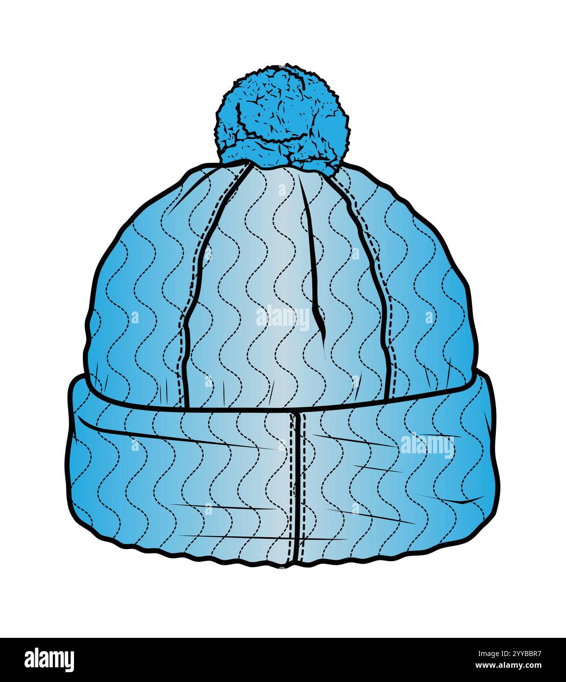 Quilted beanie technical line drawing vector mockup template Stock ...