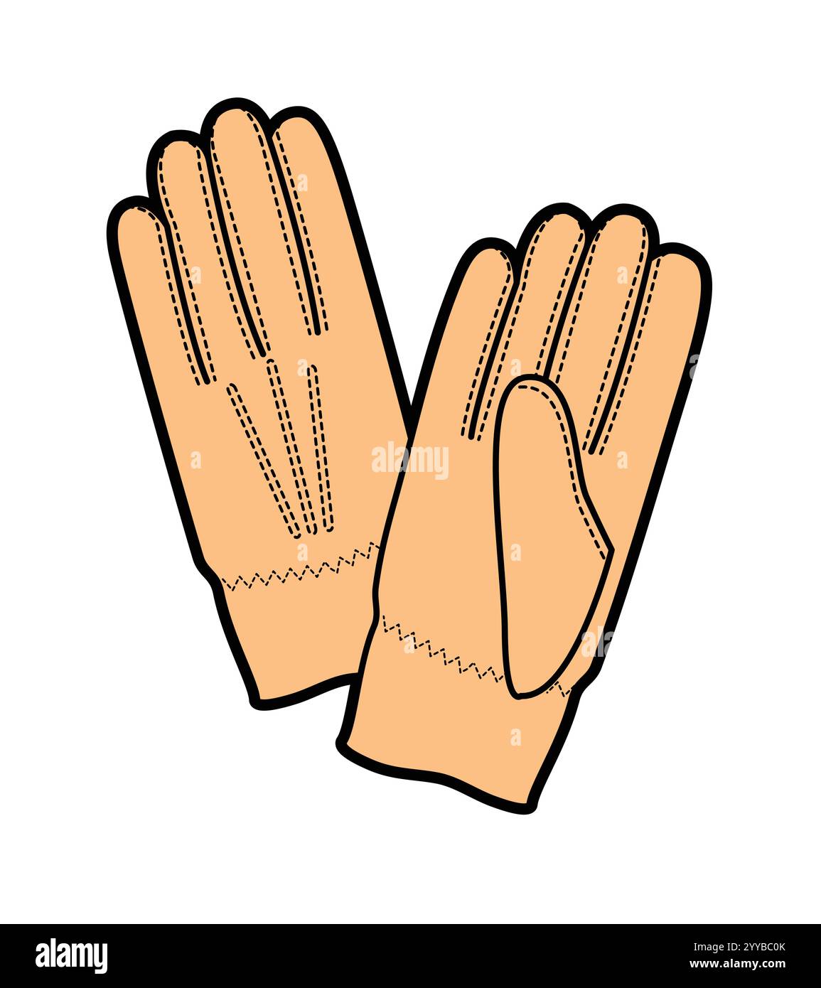 Leather hand gloves for men flat drawing vector design mockup template ...