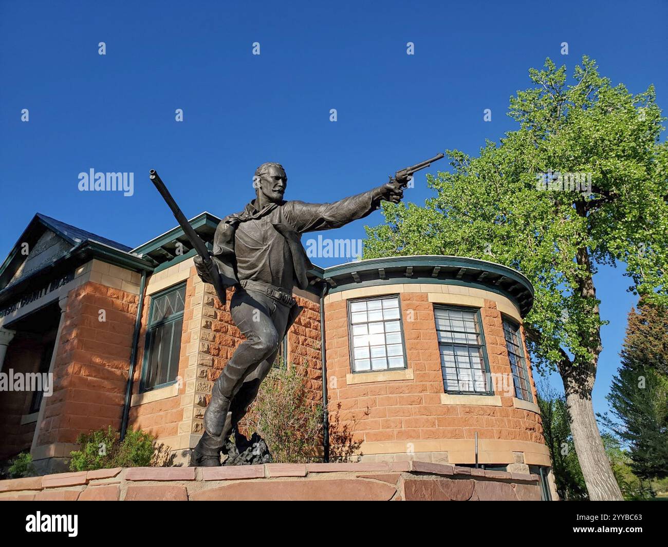 Statue of rancher Nate Champion at the entrance of the Jim Gatchell ...