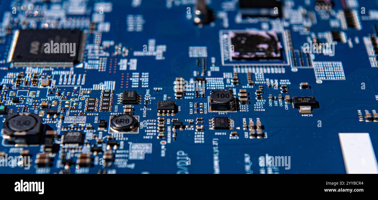 Electronic circuit board close up. Computer Motherboard with electrons. Motherboard digital chip ...