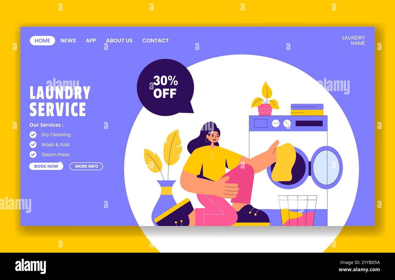 Social Media Landing Page Design for Laundry Service in Hand-Drawn ...