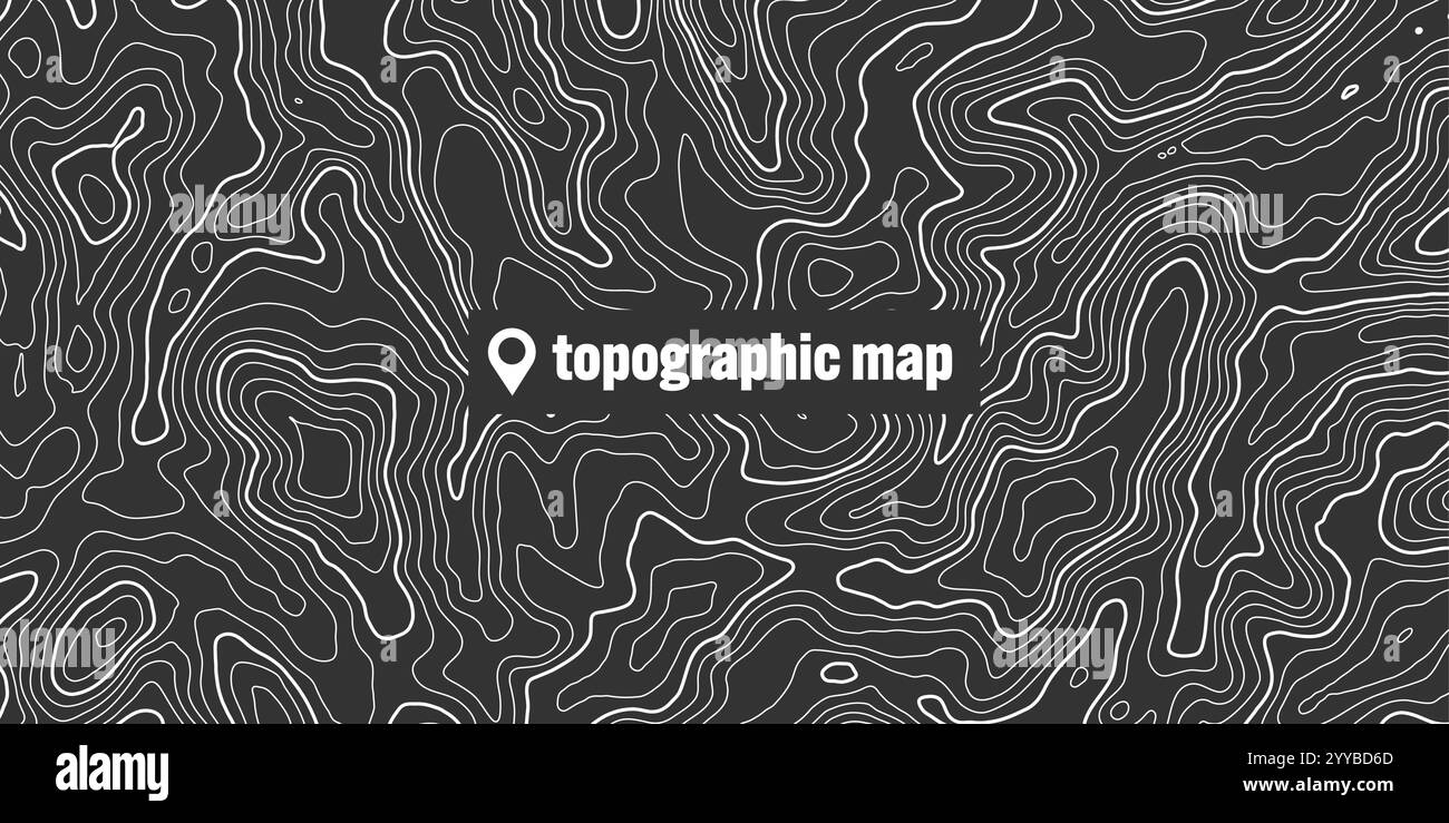 Topographic map with contour lines. Geographic terrain grid, relief ...
