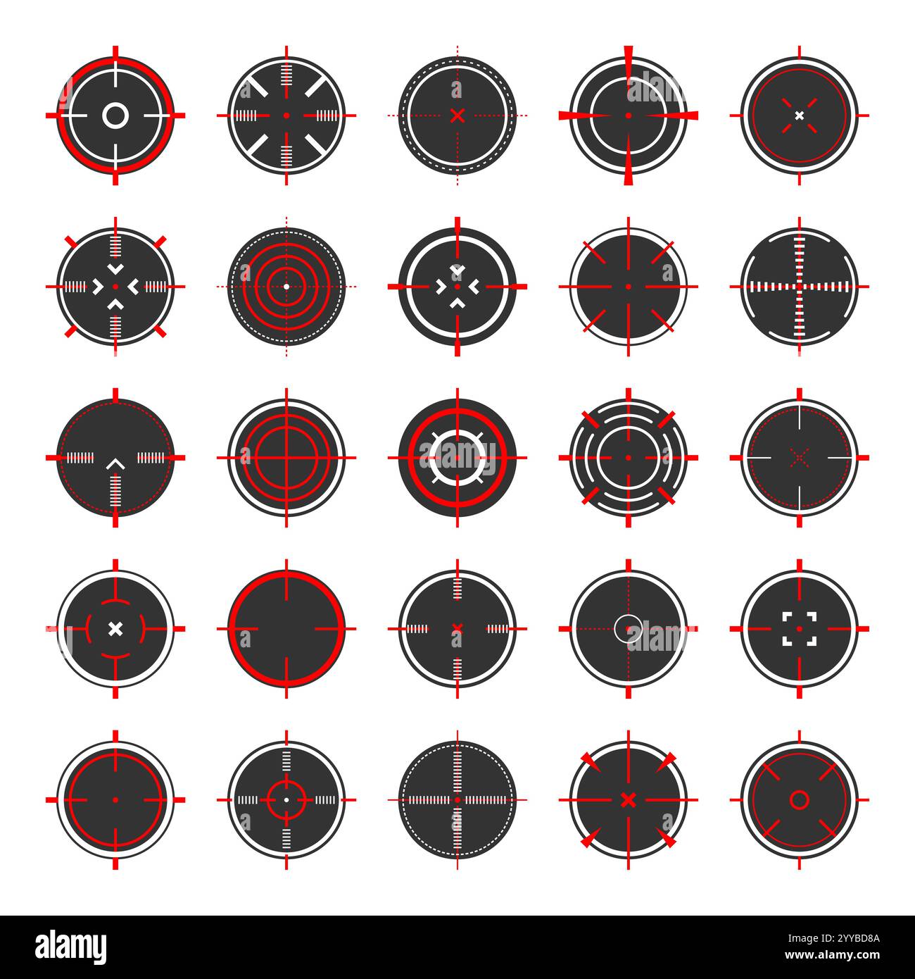 Round sniper rifle sights, weapon optical scope crosshair. Hunting gun ...