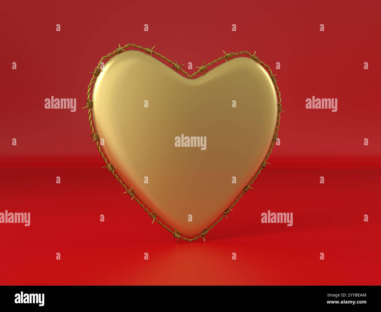 Heart enclosed by barbed wire. 3d illustration Stock Photo - Alamy