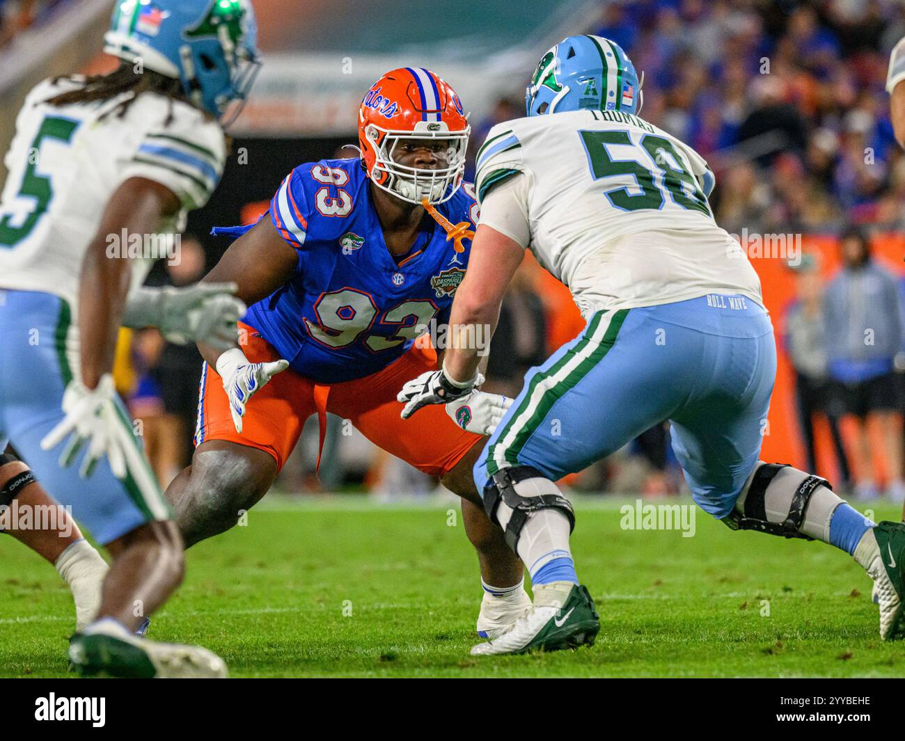 Tampa, USA. 20th Dec, 2024. December 20, 2024: Florida Gators defensive ...