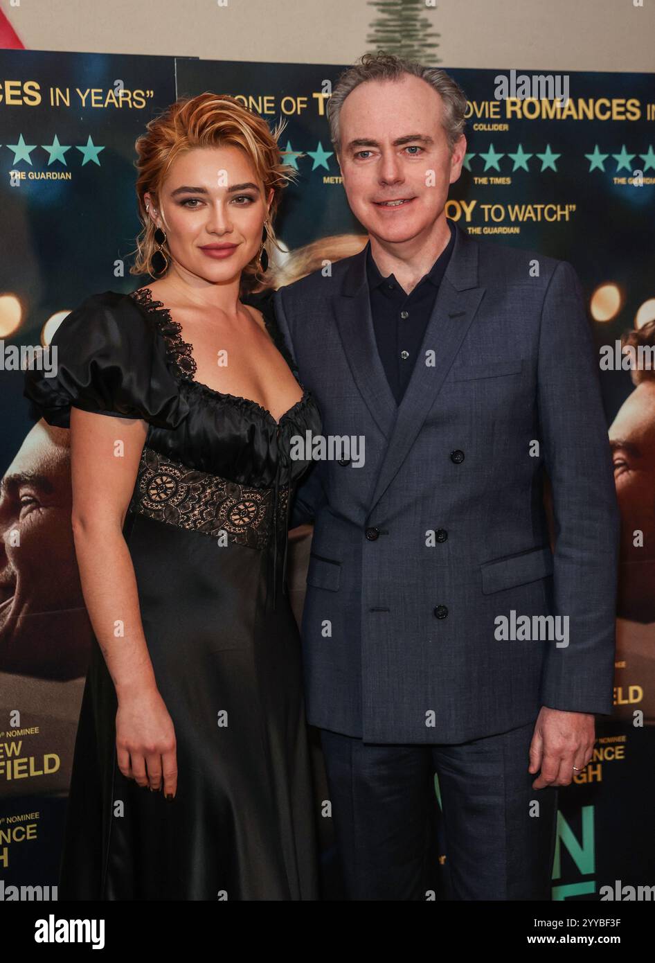 London, UK. 20th Dec, 2024. Florence Pugh and John Crowley are seen ...