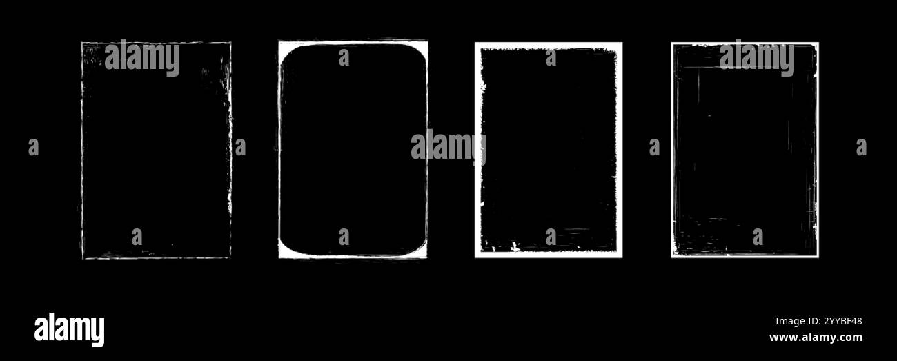 Photo edges stroke collection - black monochrome rectangular frames ...