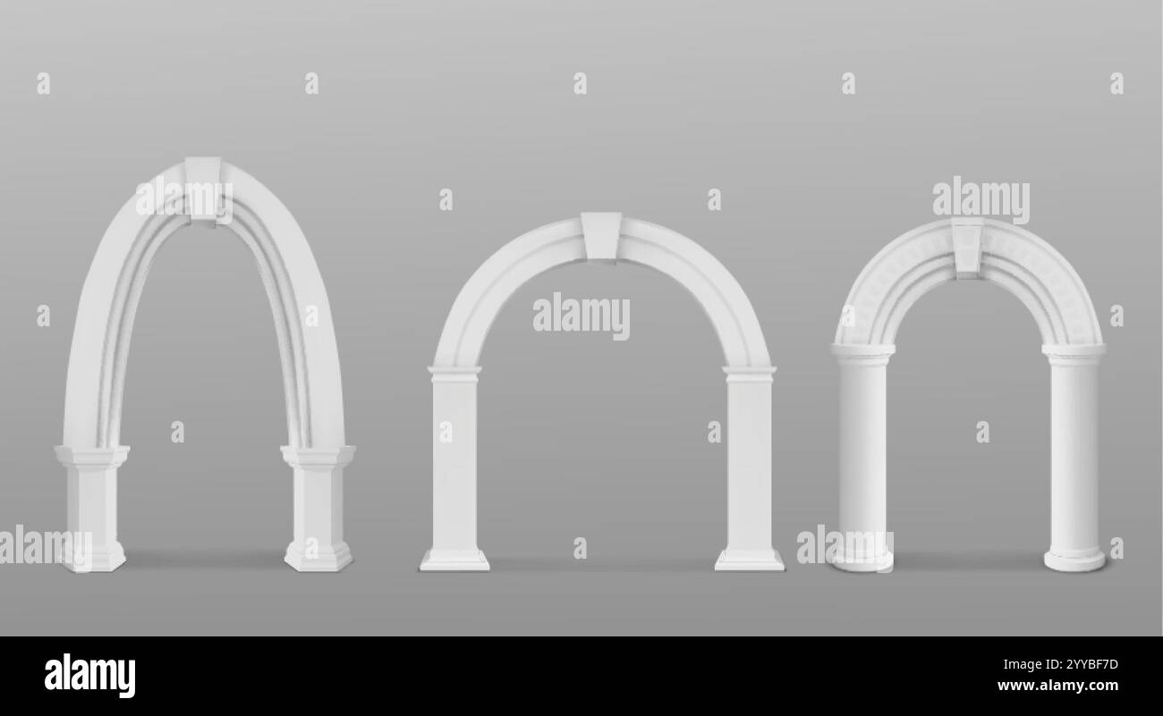 Classical architectural arches supported by columns in various design ...