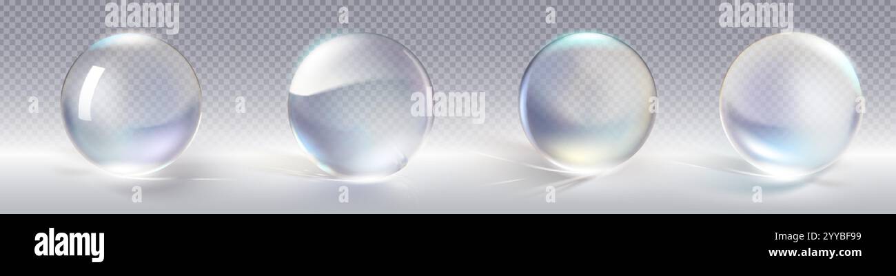 Glass ball 3D collection on transparent background with light ...